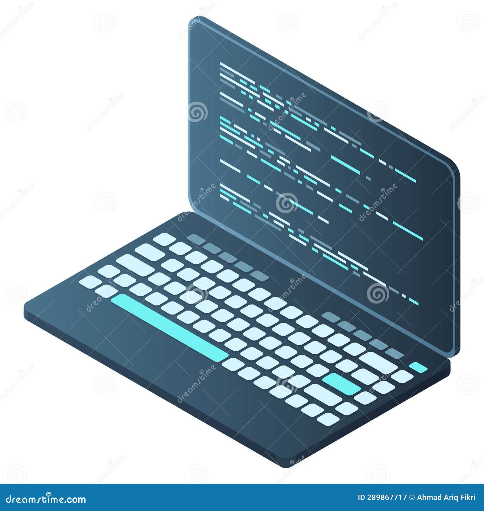 Isometric Laptop. 3d Isometric Laptop Computer. Abstract Programming ...