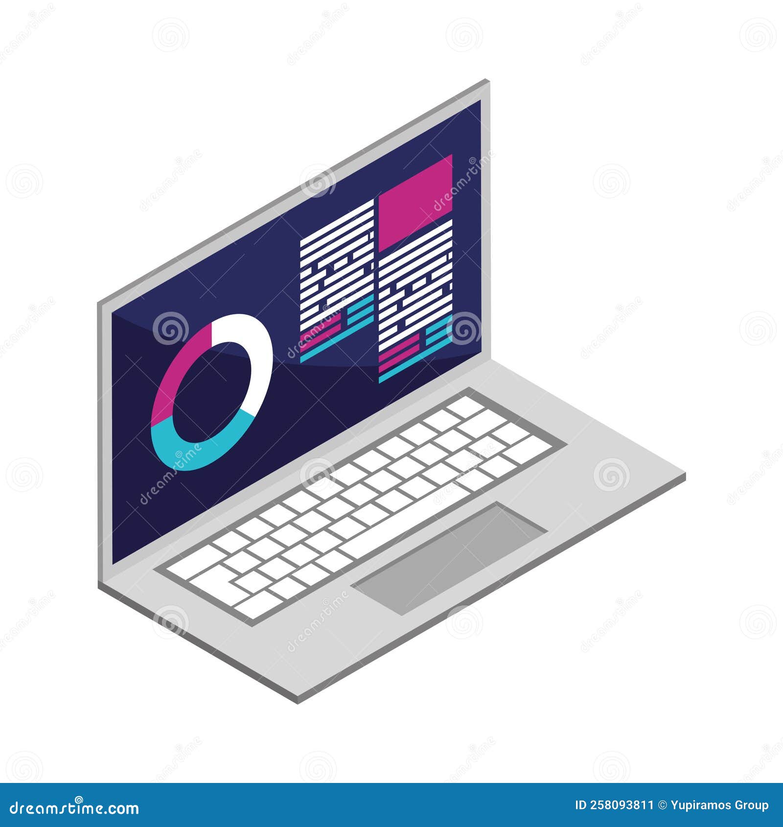 Isometric Laptop Development Statistics Stock Vector - Illustration of ...