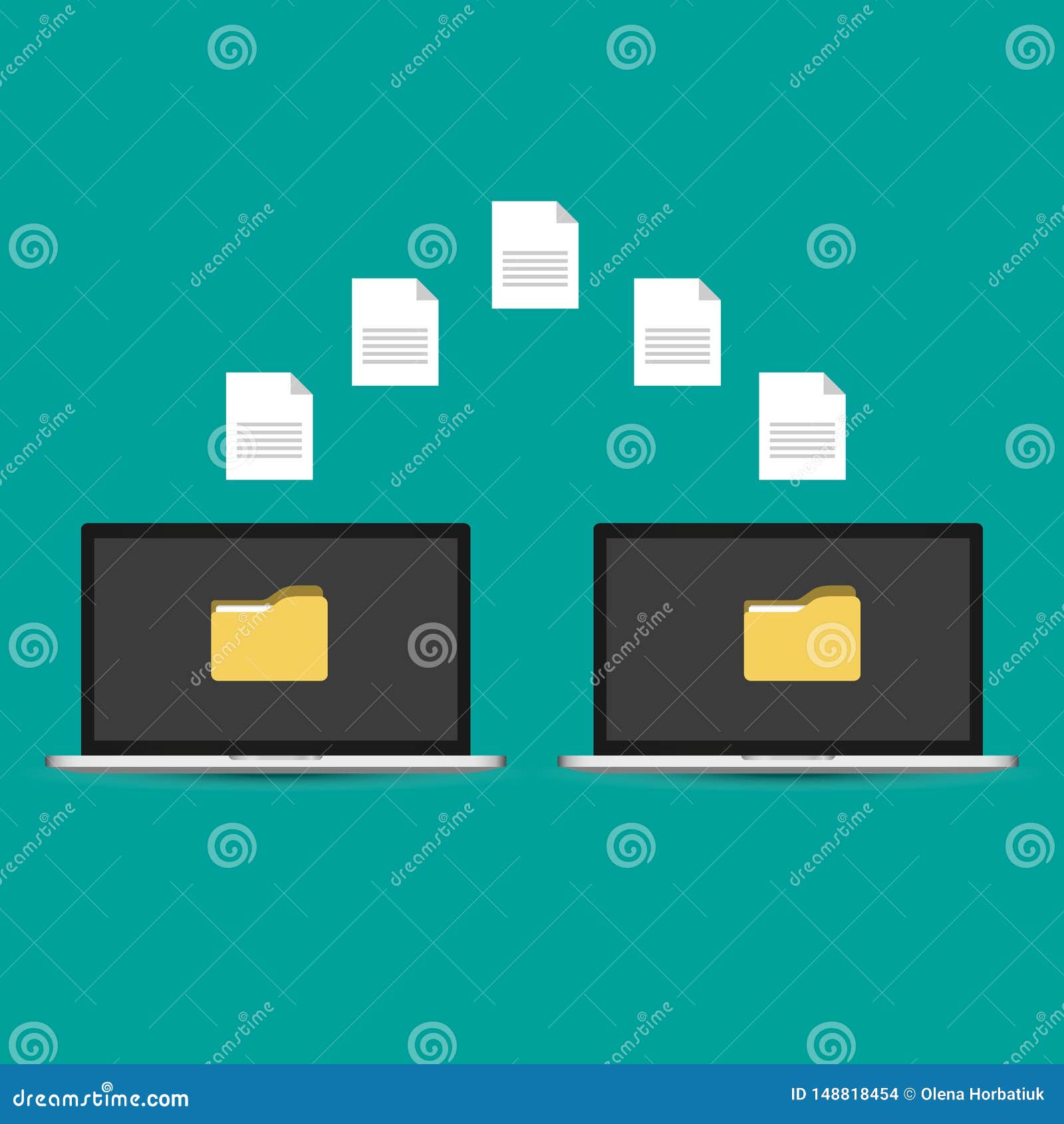 Isometric Laptop File Transfer Vector Stock Vector - Illustration of ...
