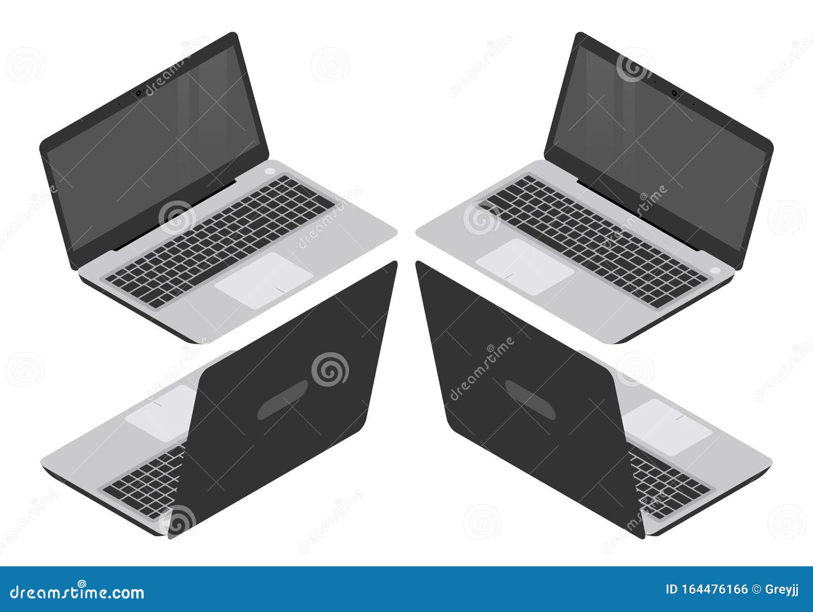 Isometric Laptop in Four Views Stock Vector - Illustration of keyboard ...