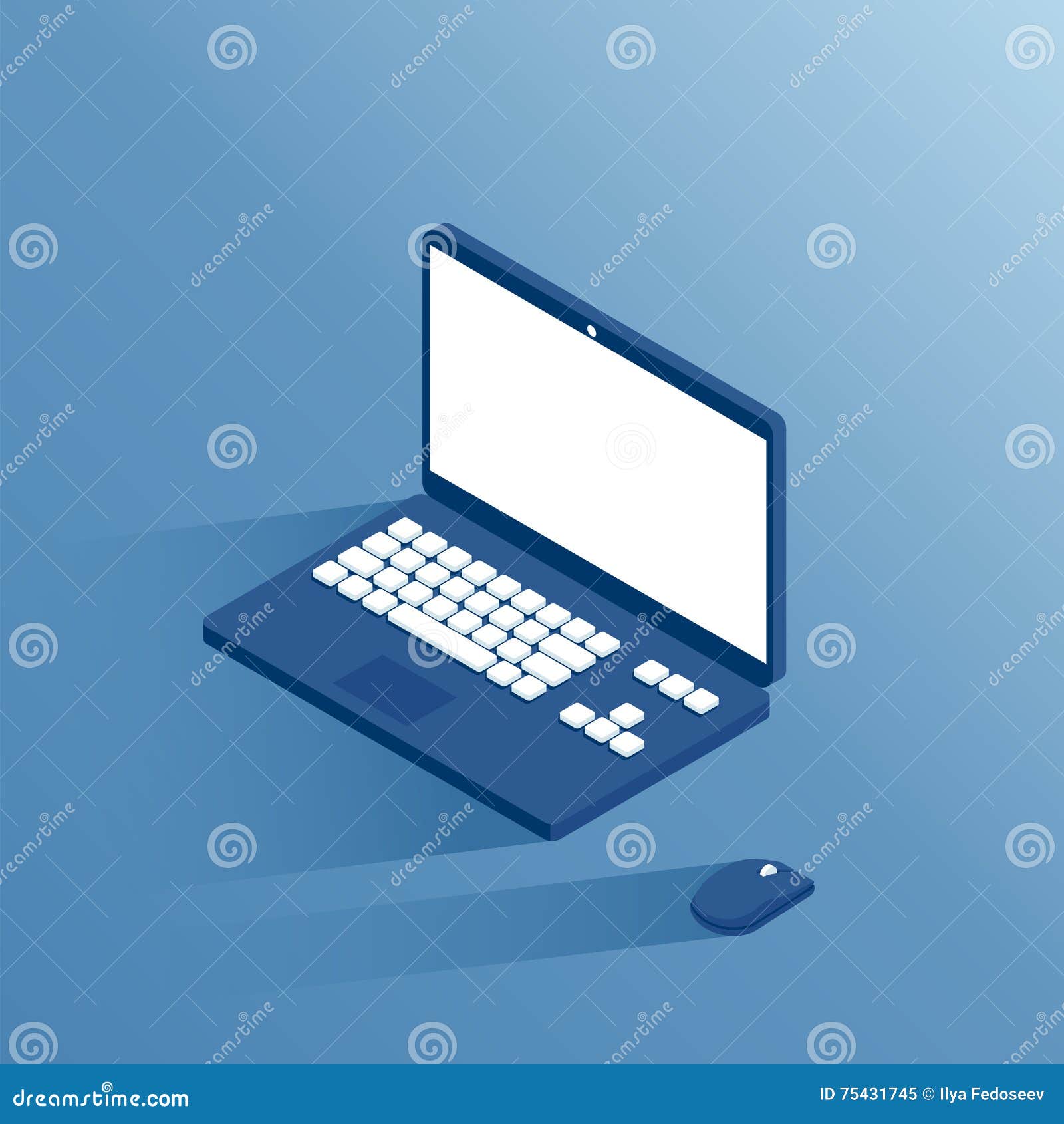 Isometric laptop and mouse stock vector. Illustration of computer ...