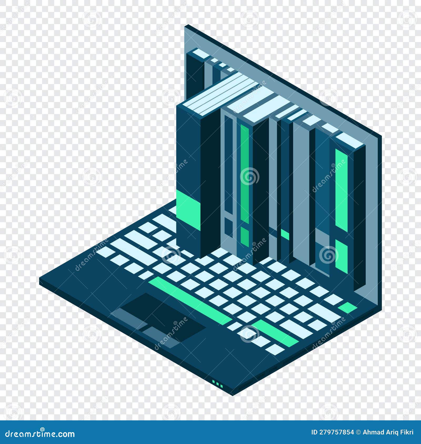 Isometric Laptop. Online Learning and Virtual Classroom. 3d Isometric ...