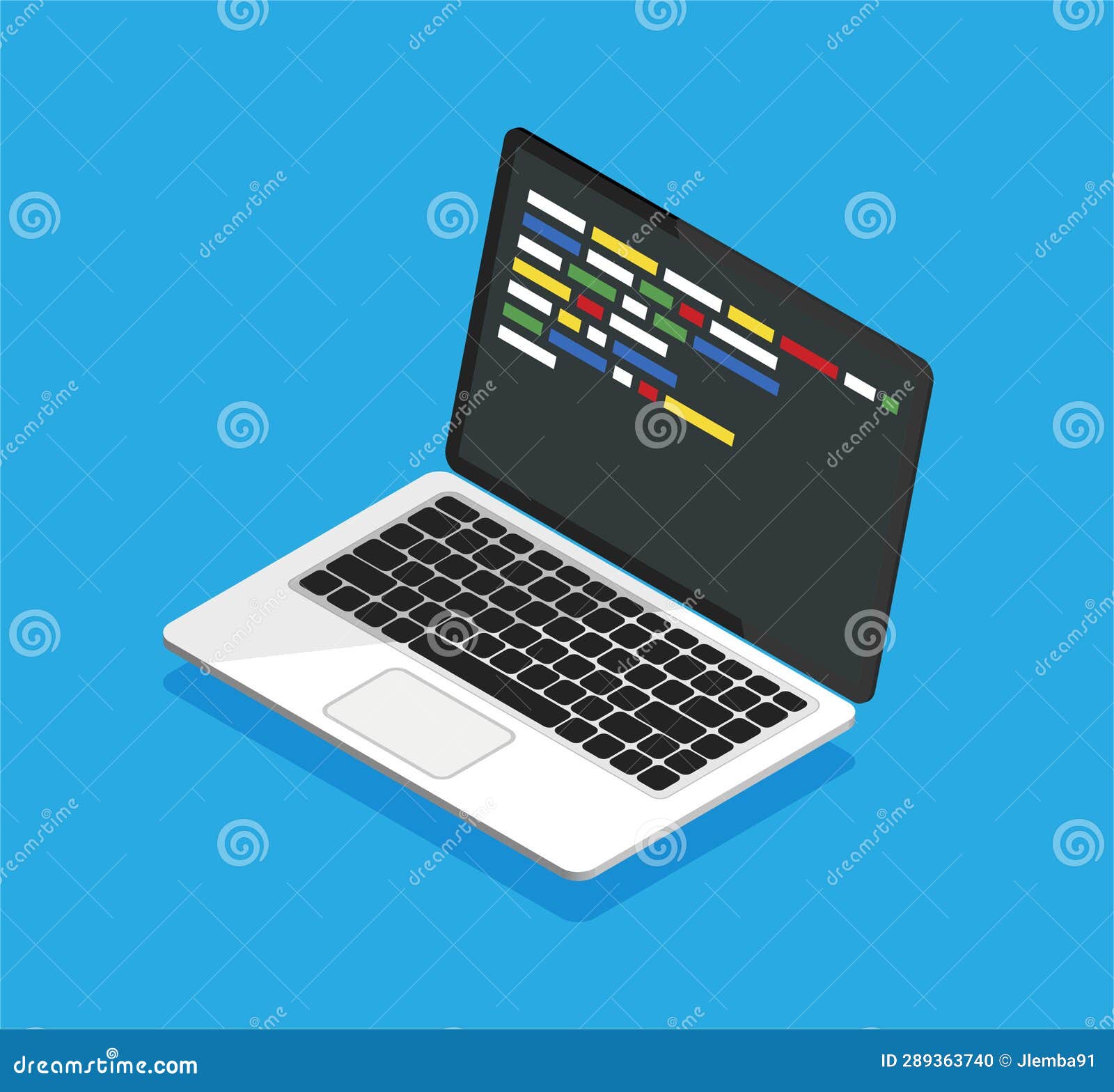 Isometric Laptop with Programming Code on a Display. Stock Vector - Illustration of business ...