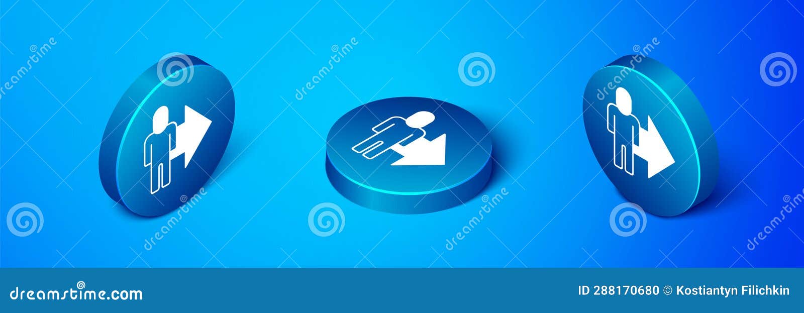 Isometric Leader of a Team of Executives Icon Isolated on Blue ...