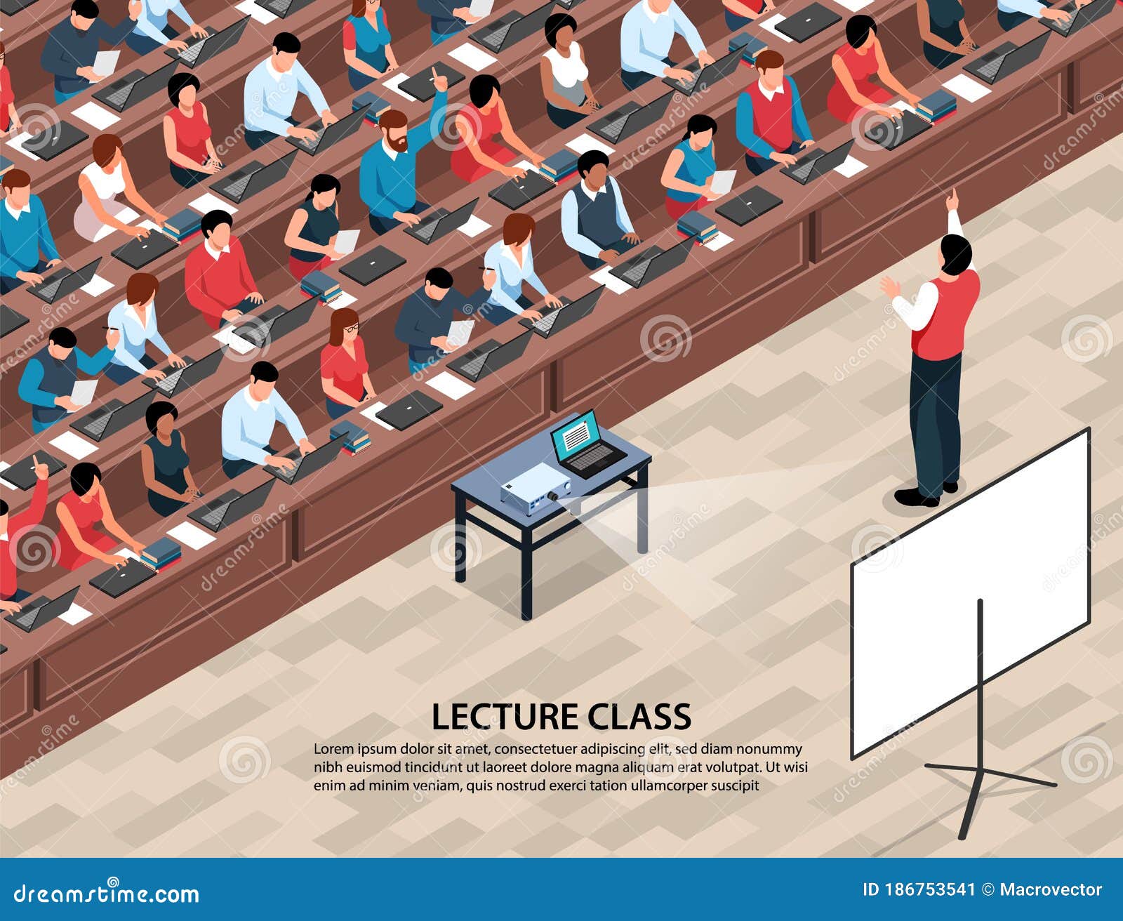Isometric Lecture Class Background Stock Vector - Illustration of ...