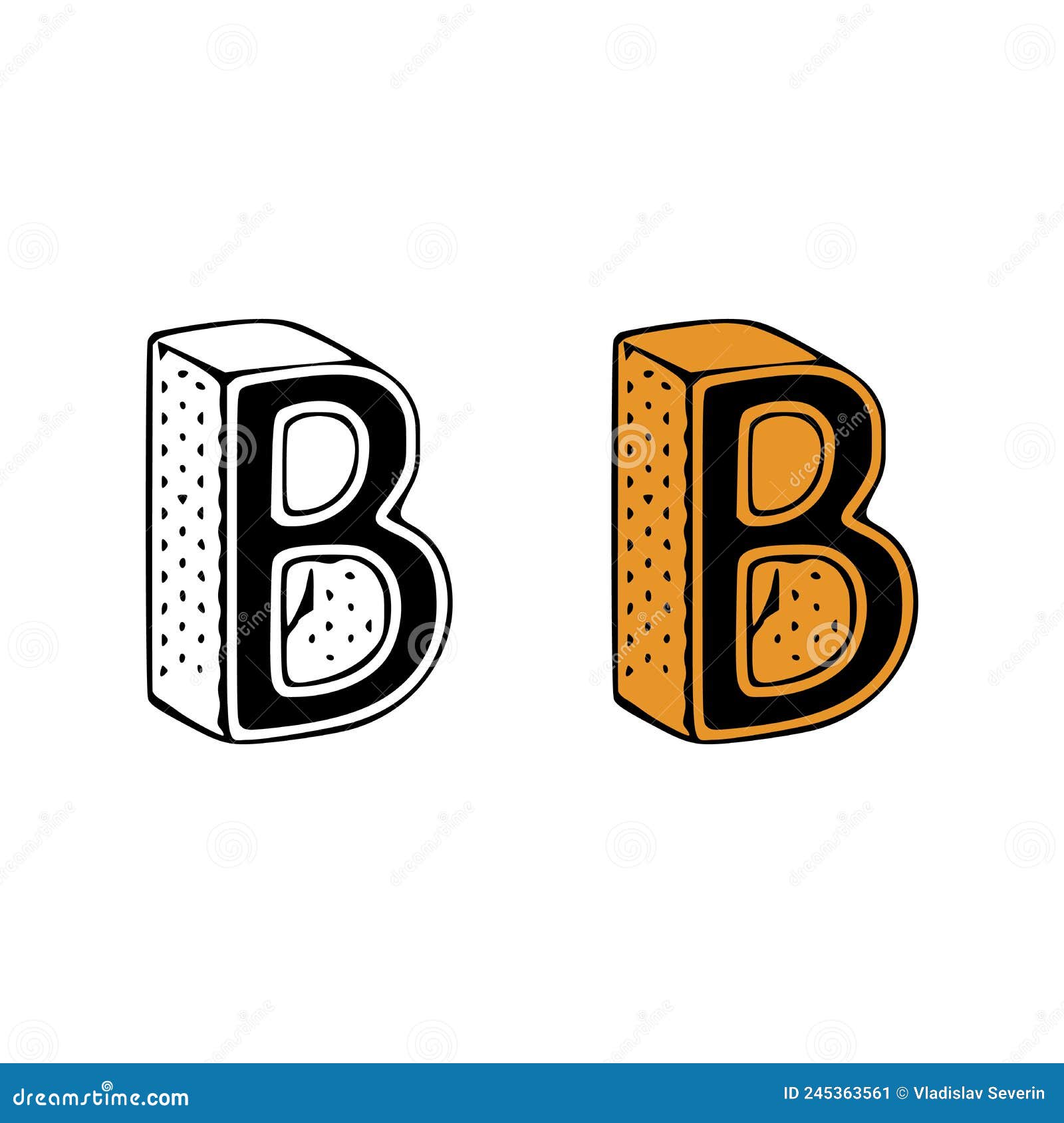 Isometric Letter B Doodle Vector Illustration Stock Vector ...