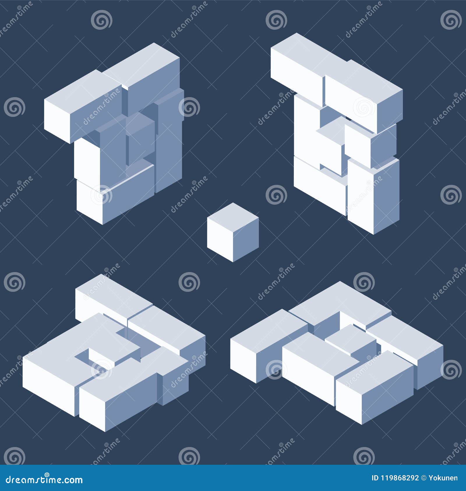 Isometric Letter B Drawn with 3d Block Cubes. Stock Illustration ...