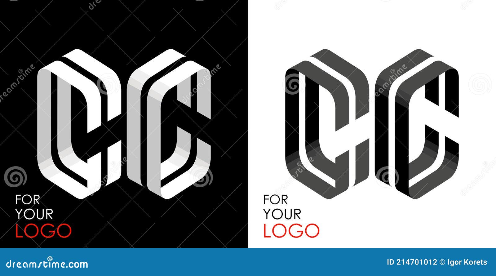 Isometric Letter C in Two Perspectives. from Stripes, Lines. Template ...