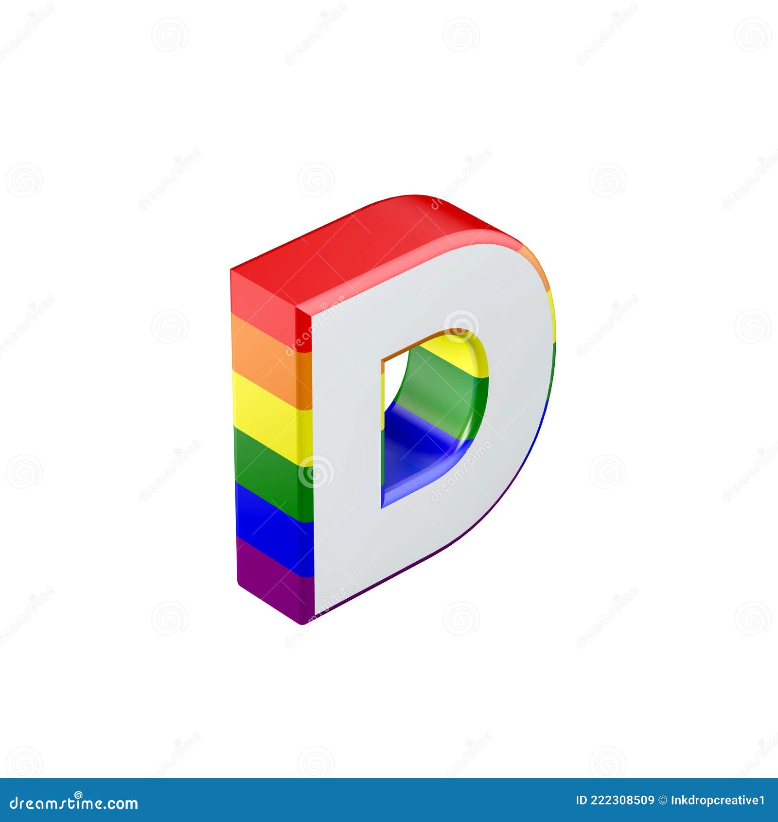 Isometric Letter D Gay Pride Rainbow Flag Font. 3D Rendering Stock ...