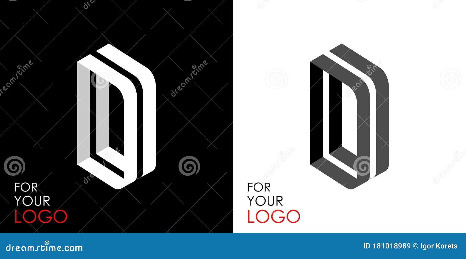 Isometric Letter D. from Stripes, Lines. Template for Creating Logos ...