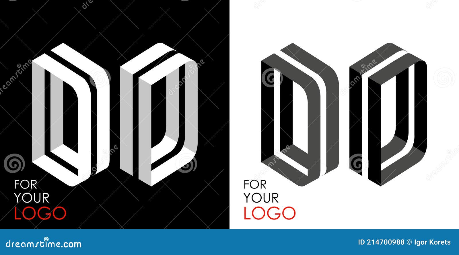 Isometric Letter D in Two Perspectives. from Stripes, Lines. Template ...
