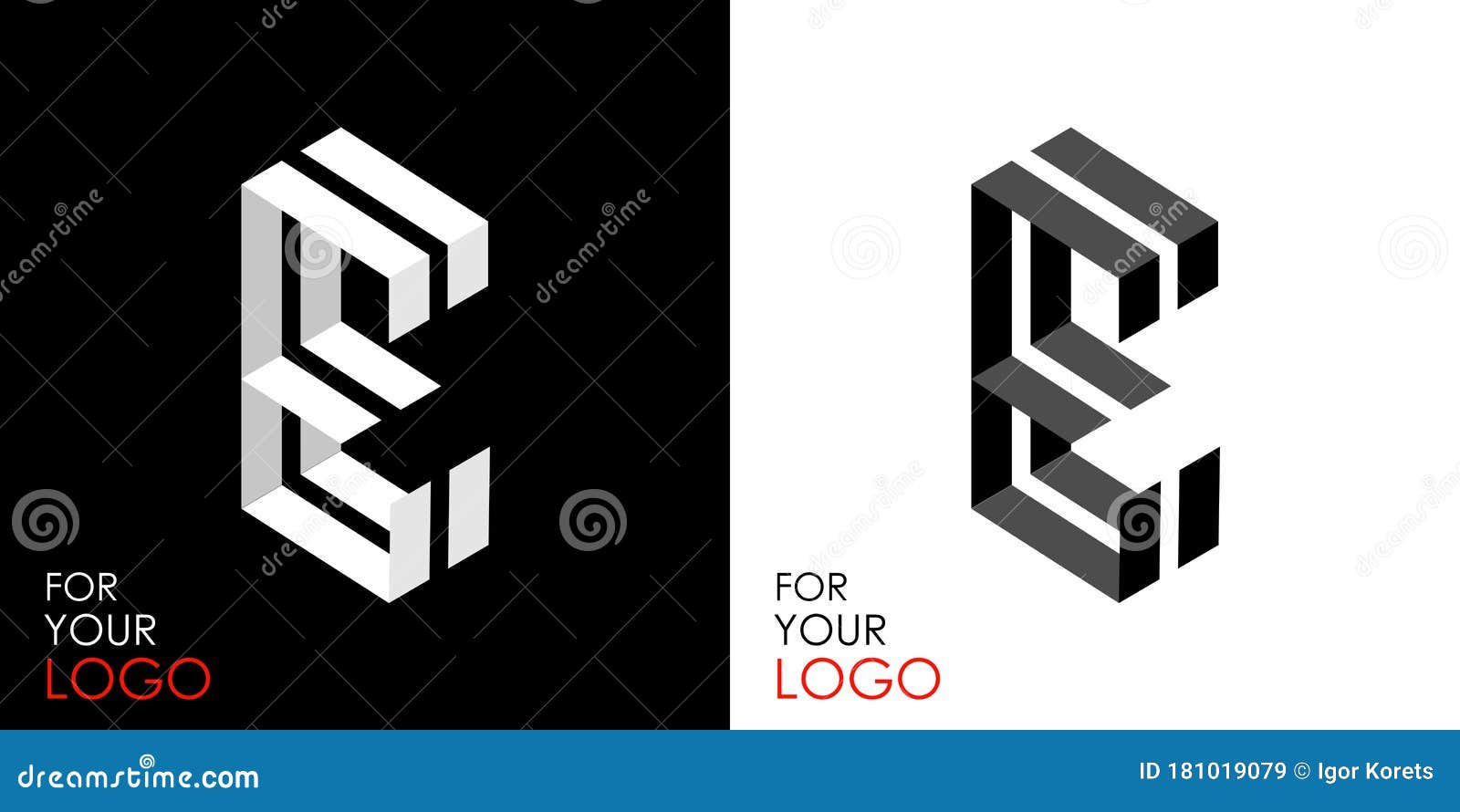 Isometric Letter E. from Stripes, Lines. Template for Creating Logos ...