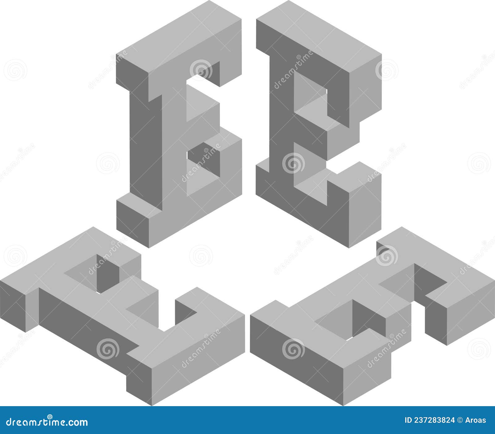 Isometric Letter E. Template for Creating Logos, Emblems, Monograms ...