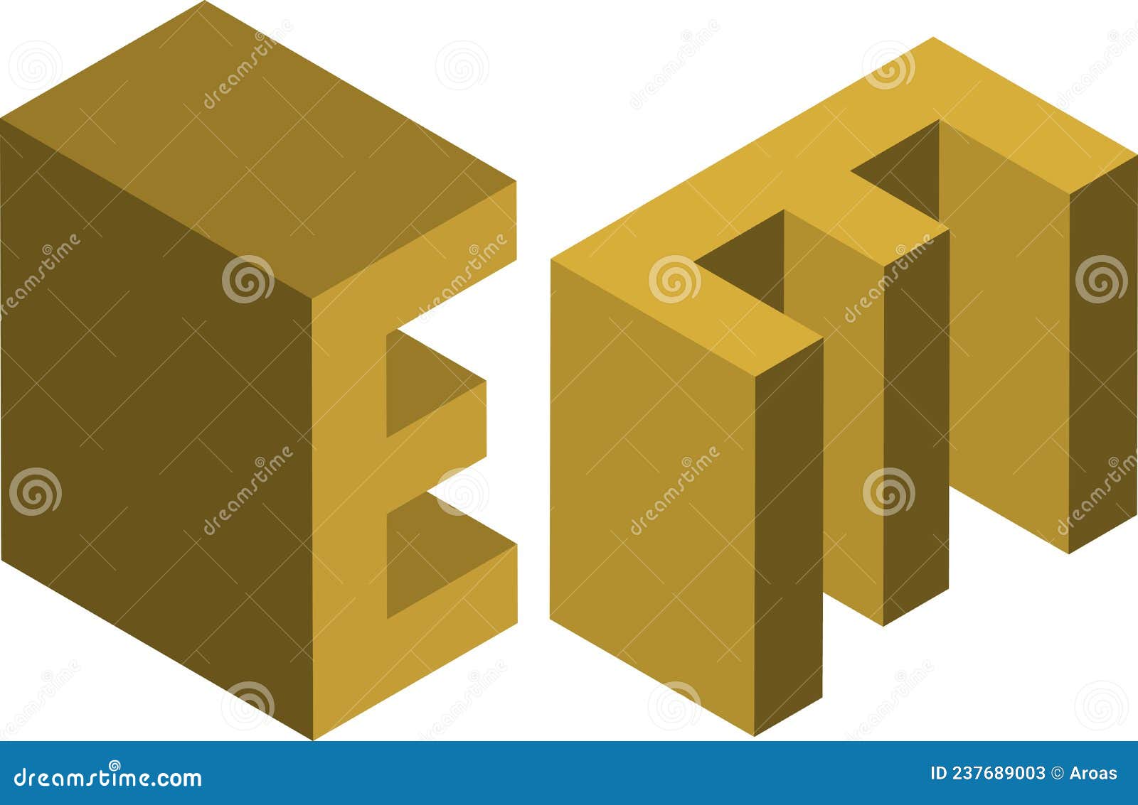 Isometric Letter E. Template for Creating Logos, Emblems, Monograms ...
