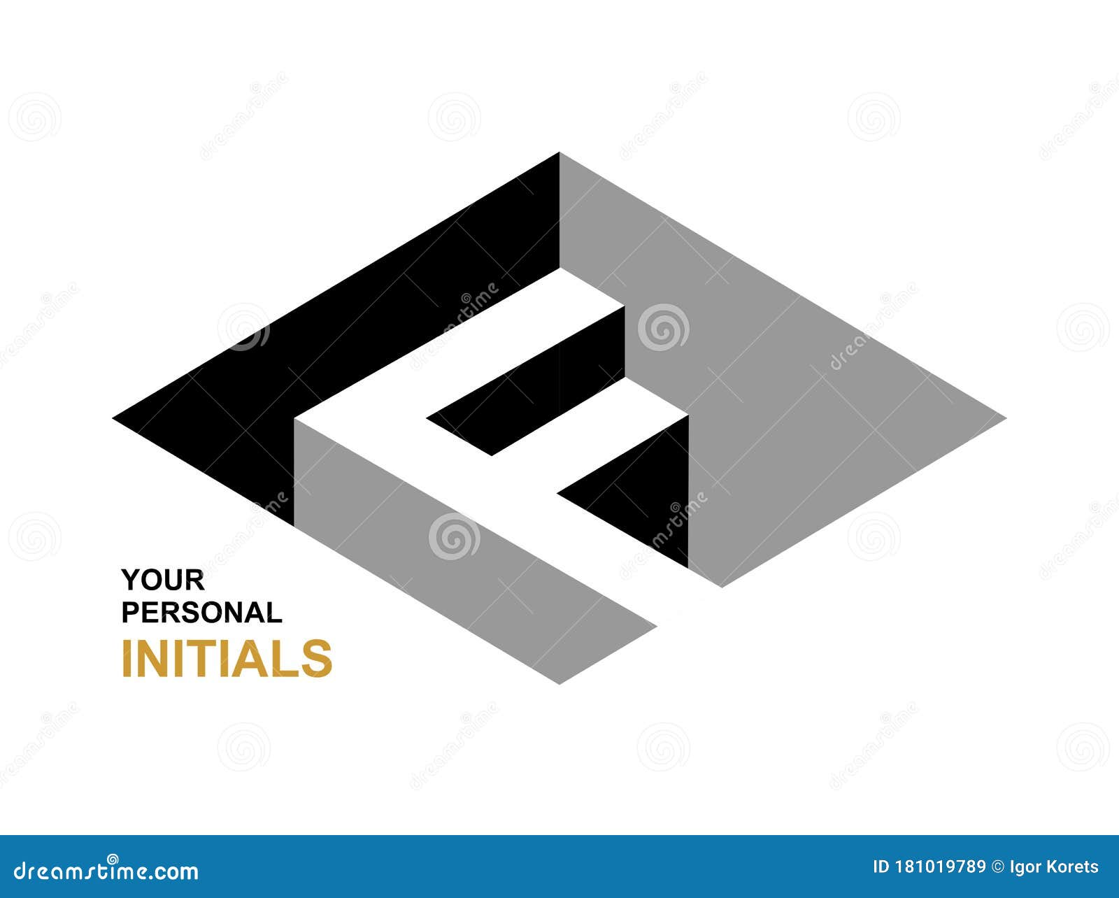 Isometric Letter F. Template for Creating Logos, Emblems, Monograms ...