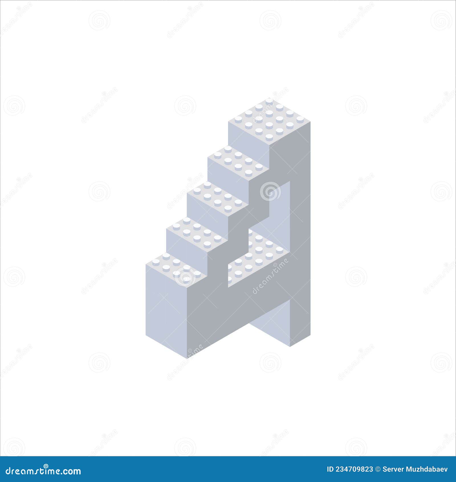 Isometric Letter 4 In Gray On A White Background Collected From Plastic ...