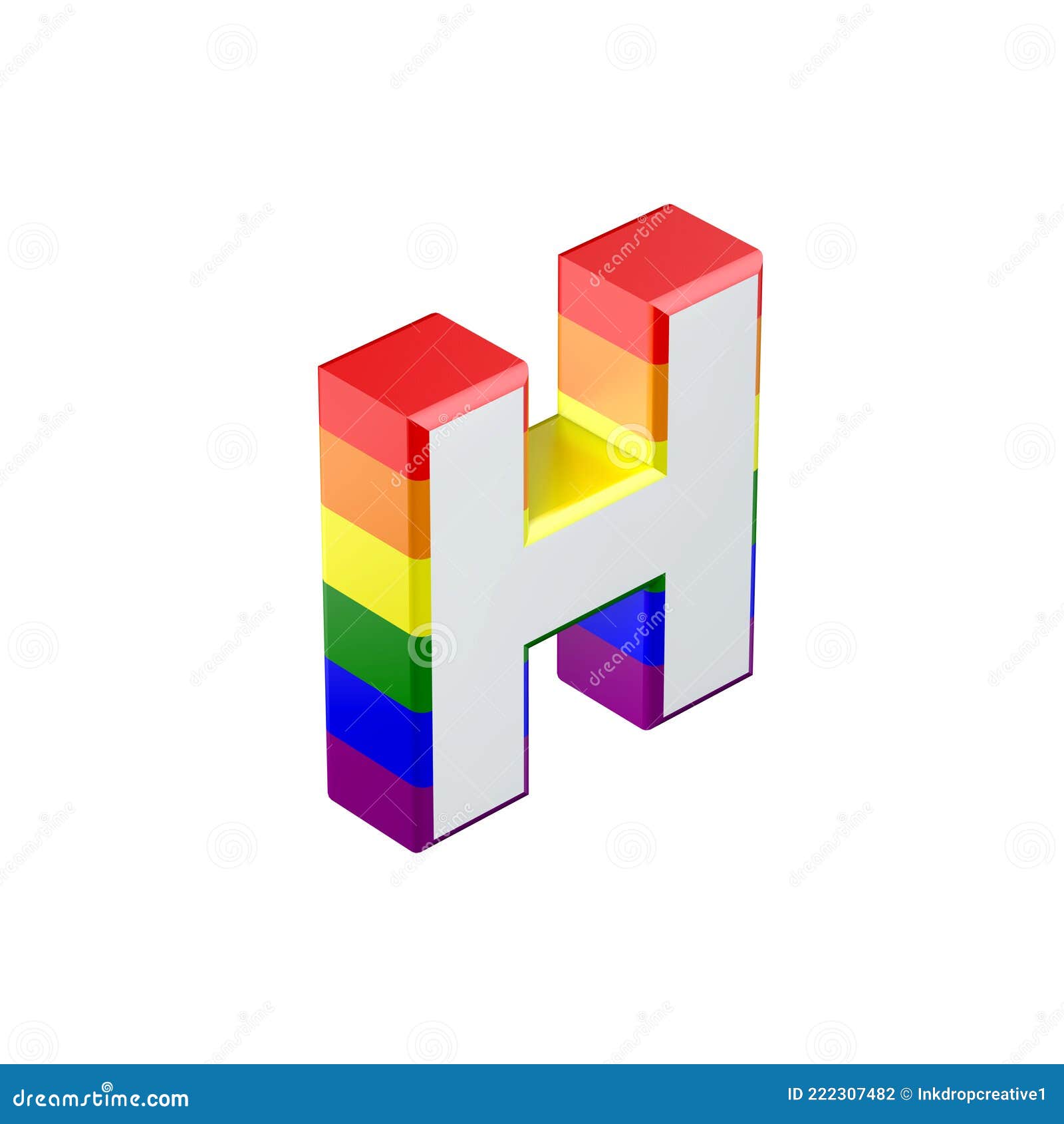 Isometric Letter H Gay Pride Rainbow Flag Font. 3D Rendering Stock ...