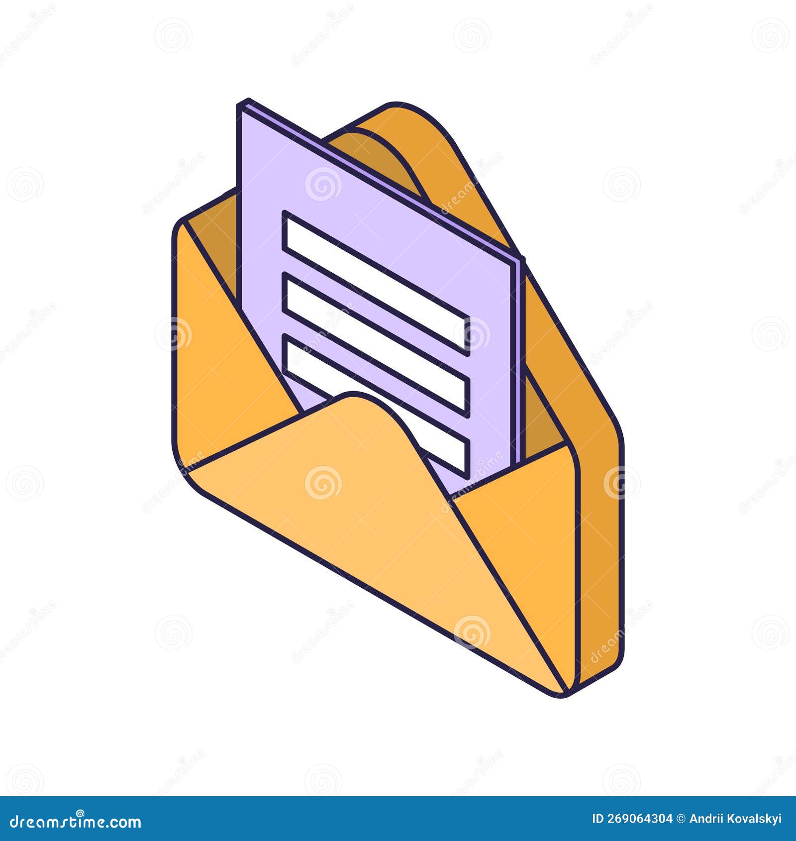Isometric Letter Ison. Message 3d Symbol. Email Sending Concept Stock ...