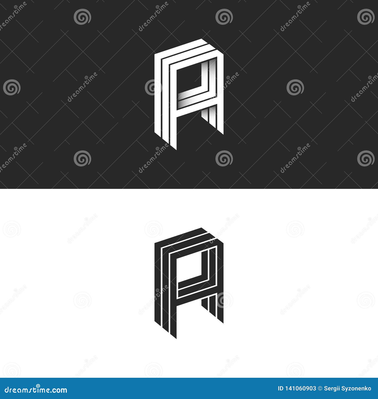 Isometric Letter a Logo Hipster 3d Monogram. AAA Initials Mockup Stock ...
