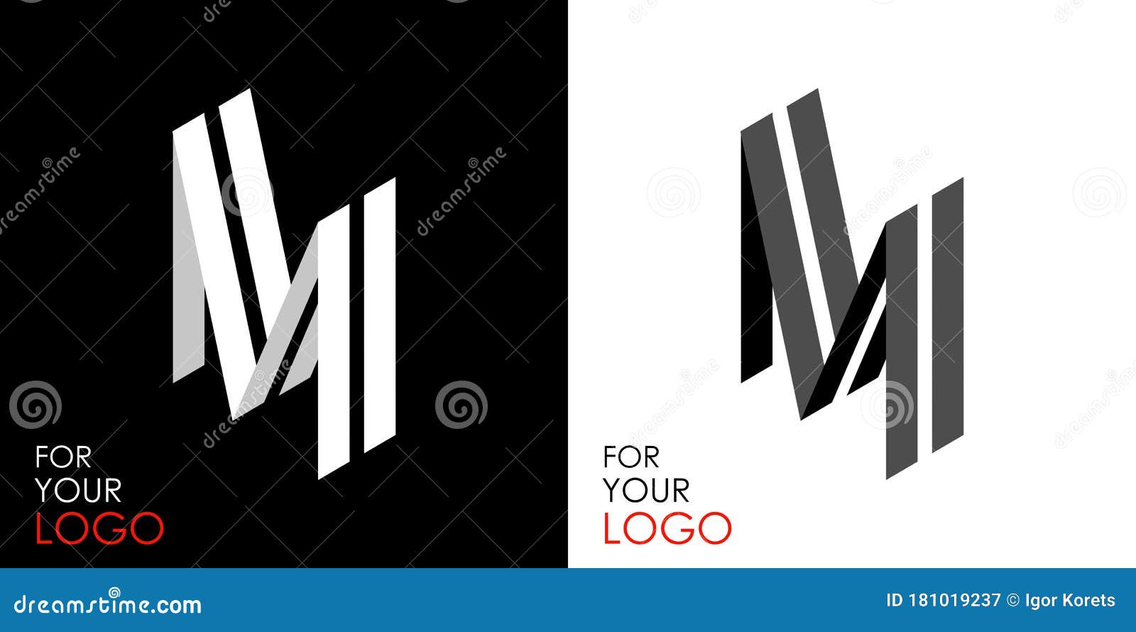 Isometric Letter M. from Stripes, Lines. Template for Creating Logos ...
