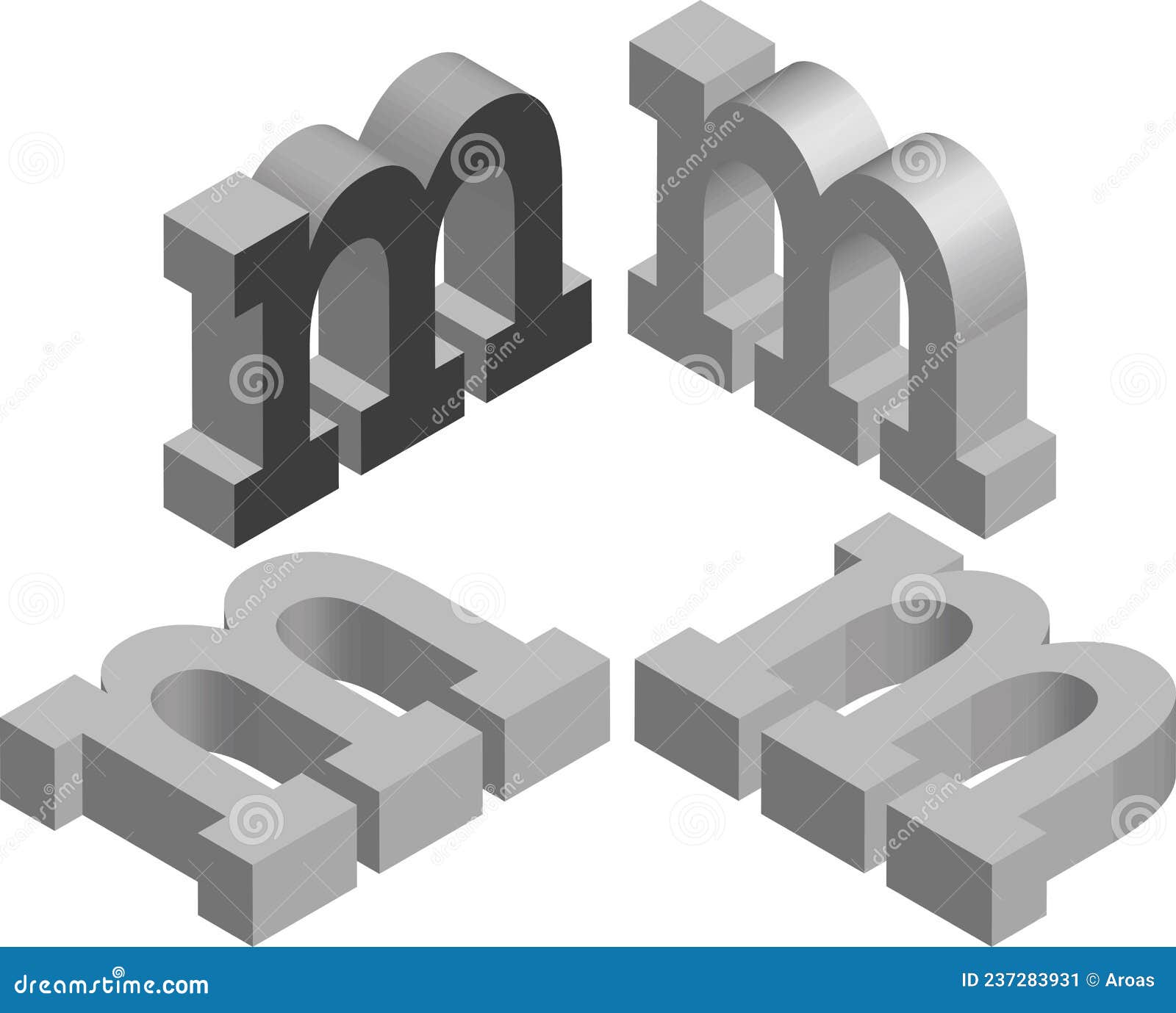 Isometric Letter M. Template for Creating Logos, Emblems, Monograms ...