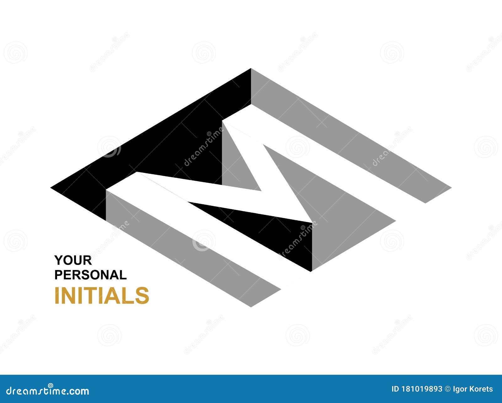 Isometric Letter M. Template for Creating Logos, Emblems, Monograms ...