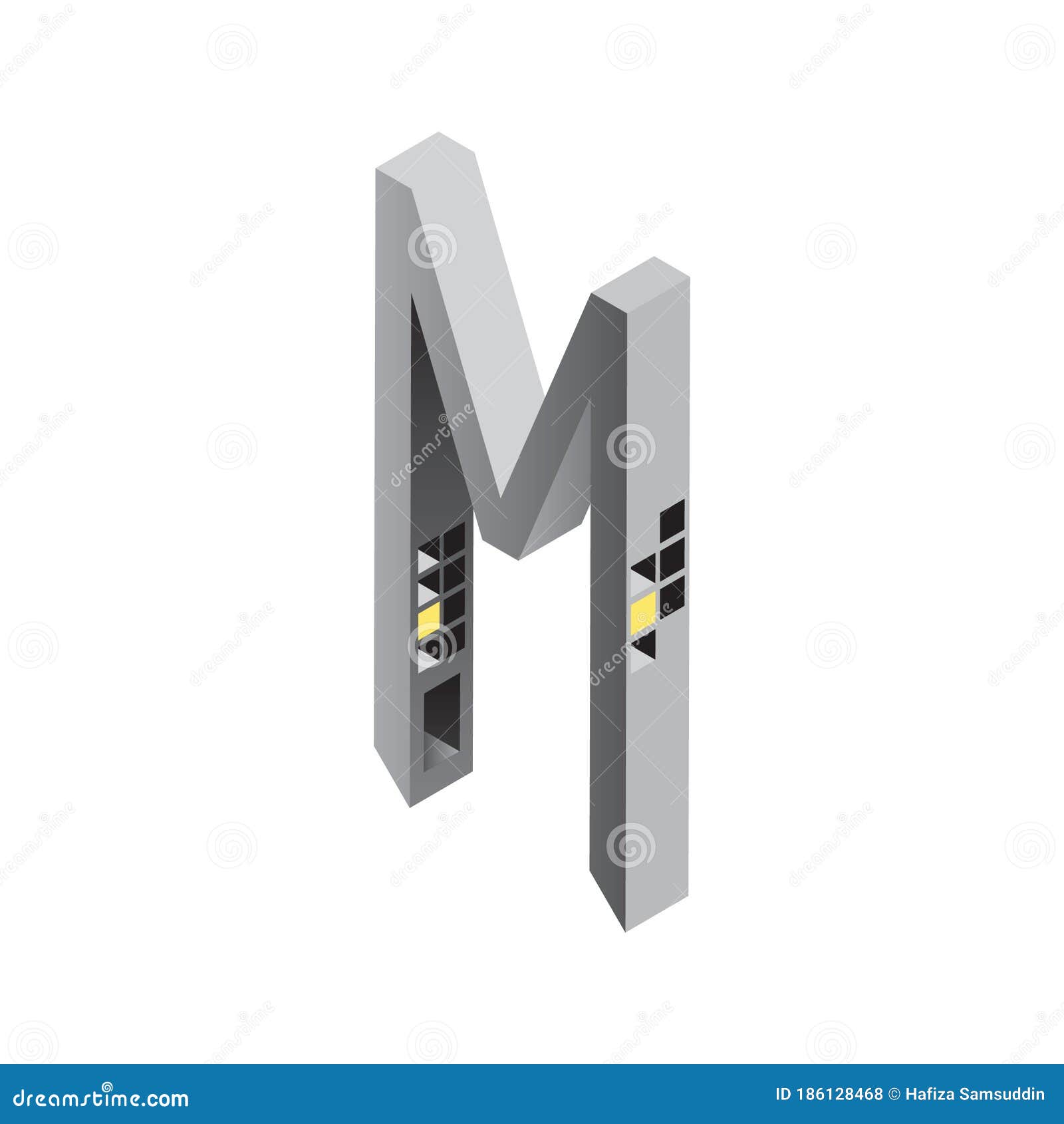 Isometric Letter M. Vector Illustration Decorative Design Stock ...