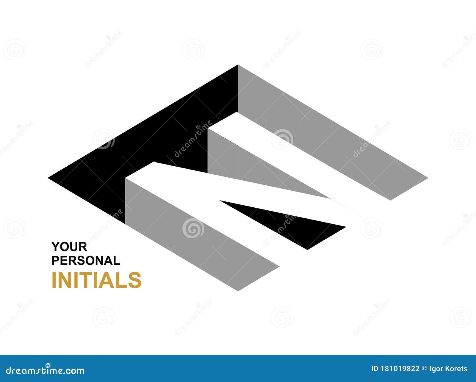 Isometric Letter N. Template for Creating Logos, Emblems, Monograms ...