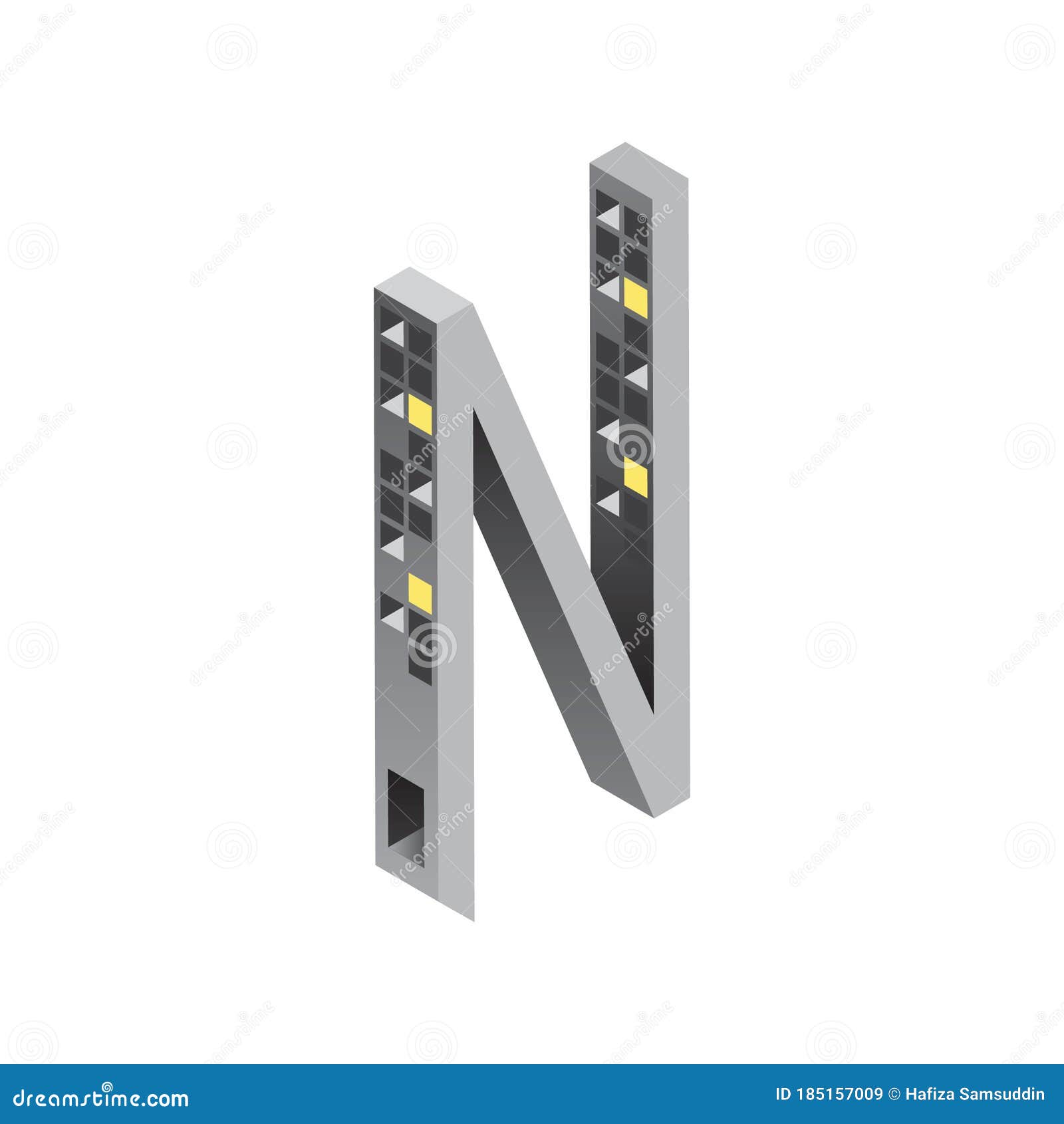 Isometric Letter N. Vector Illustration Decorative Design Stock Vector ...