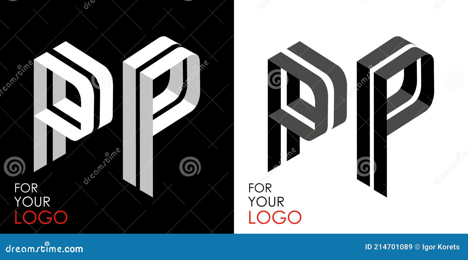 Isometric Letter P in Two Perspectives. from Stripes, Lines. Template ...
