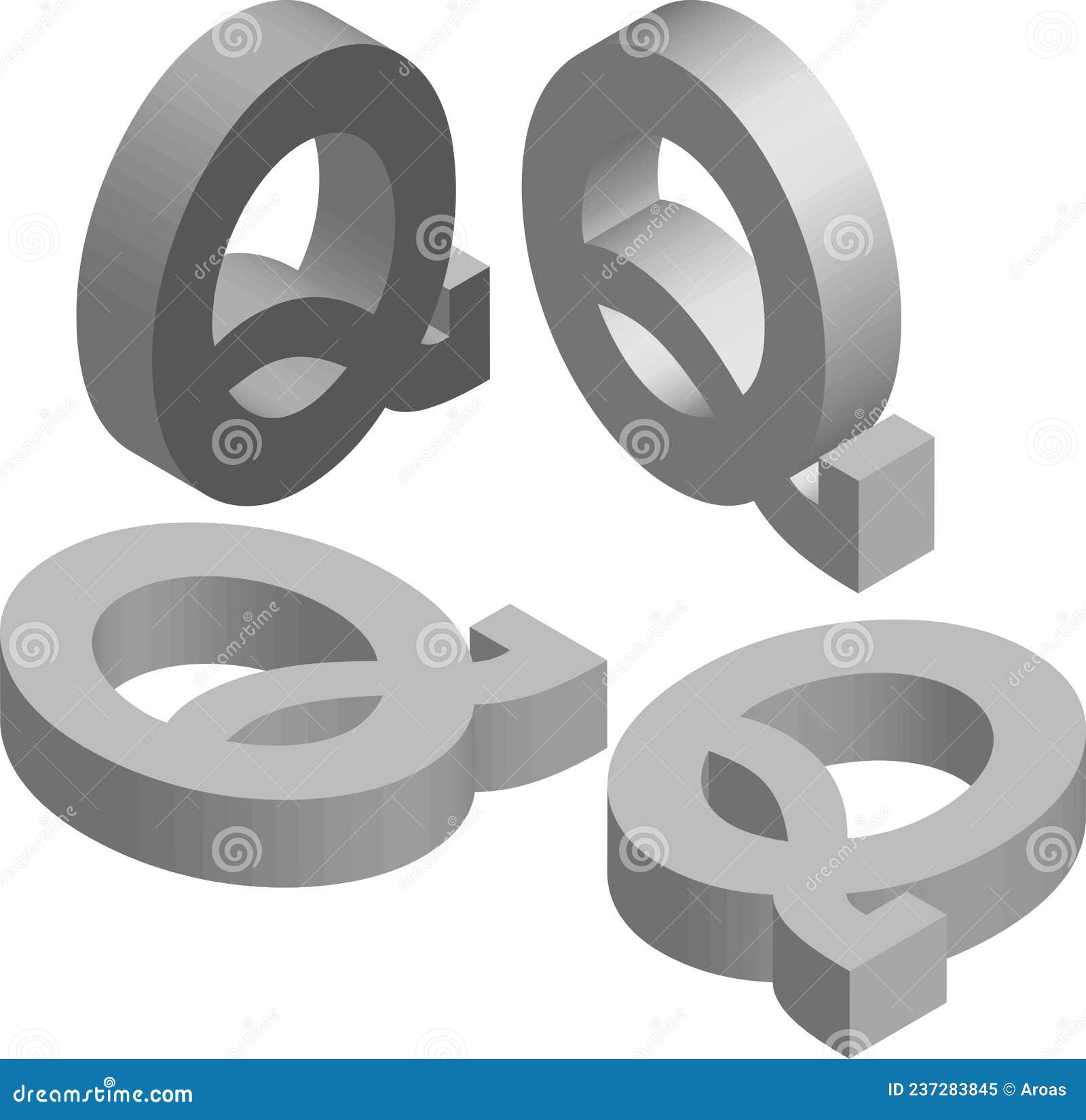 Isometric Letter Q. Template for Creating Logos, Emblems, Monograms ...