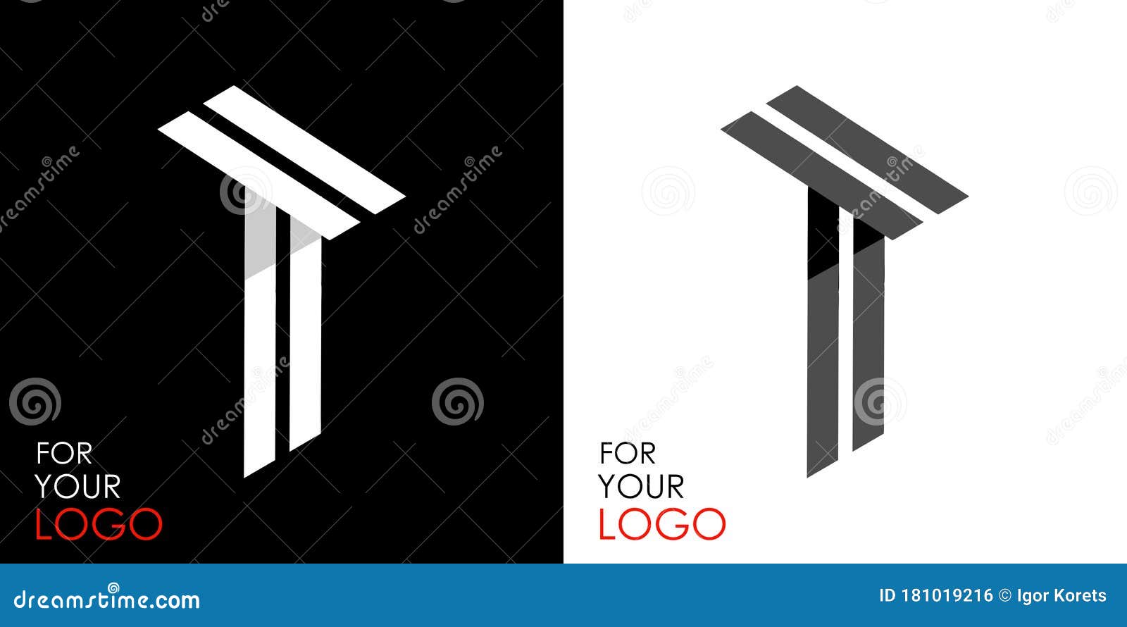 Isometric Letter T. from Stripes, Lines. Template for Creating Logos ...