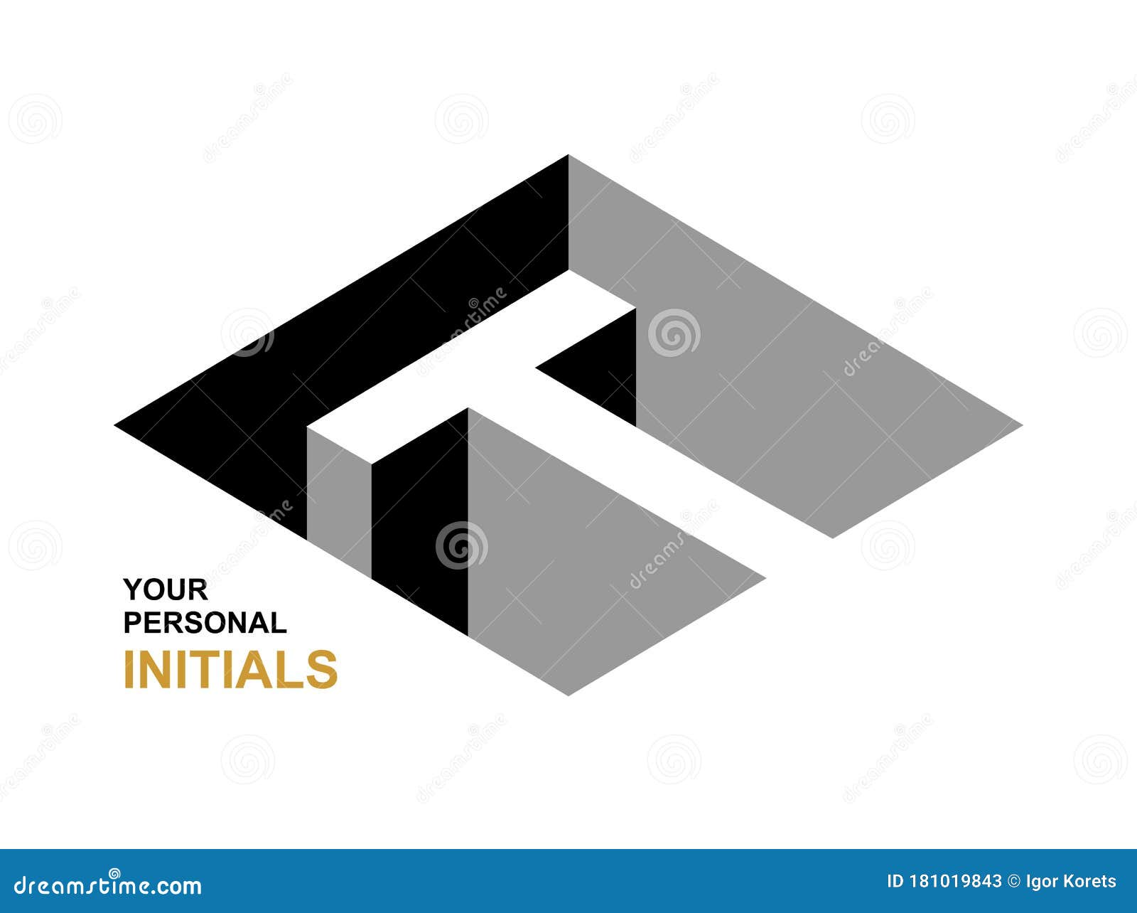 Isometric Letter T. Template for Creating Logos, Emblems, Monograms ...