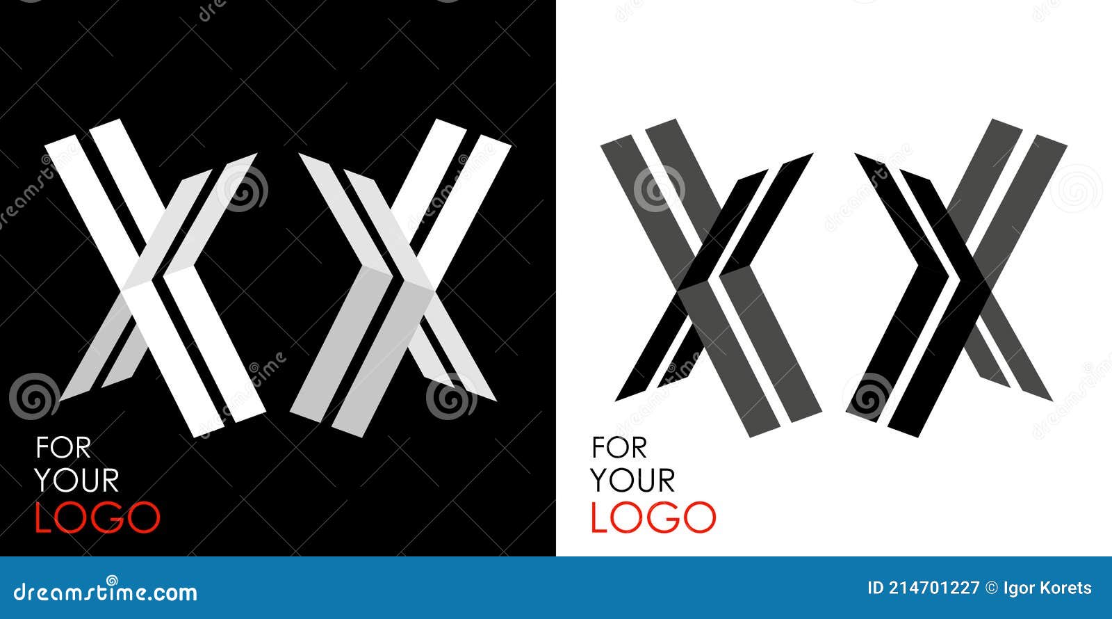 Isometric Letter X in Two Perspectives. from Stripes, Lines. Template ...