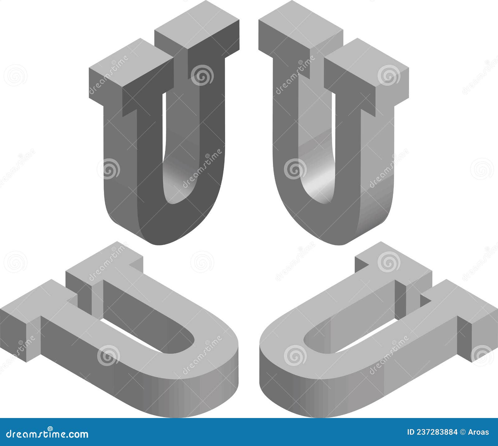 Isometric Letter U. Template for Creating Logos, Emblems, Monograms ...