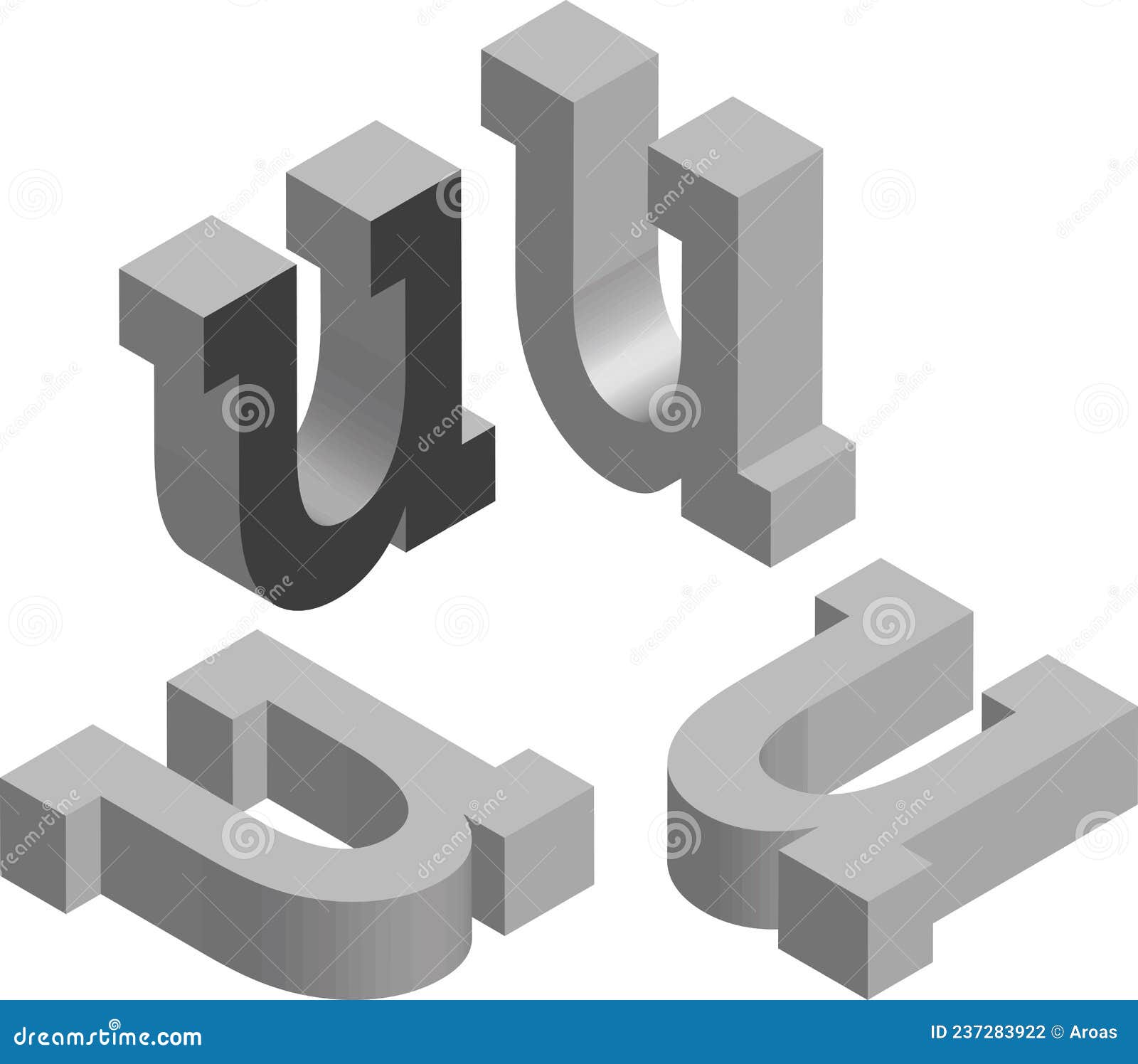Isometric Letter U. Template for Creating Logos, Emblems, Monograms ...