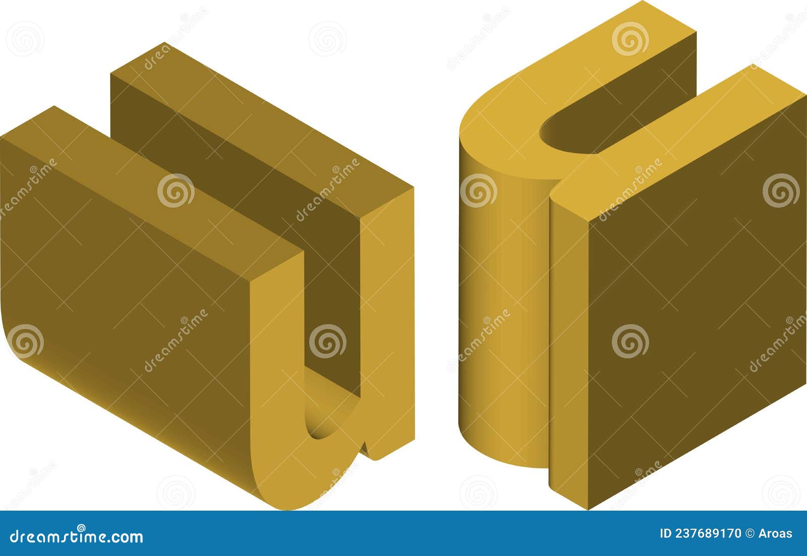 Isometric Letter U. Template for Creating Logos, Emblems, Monograms ...