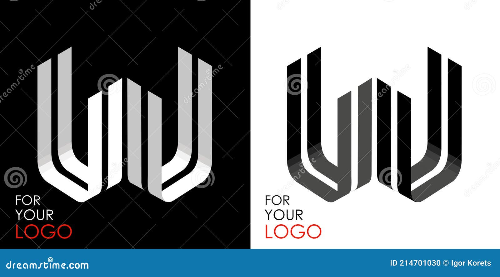 Isometric Letter U in Two Perspectives. from Stripes, Lines. Template ...