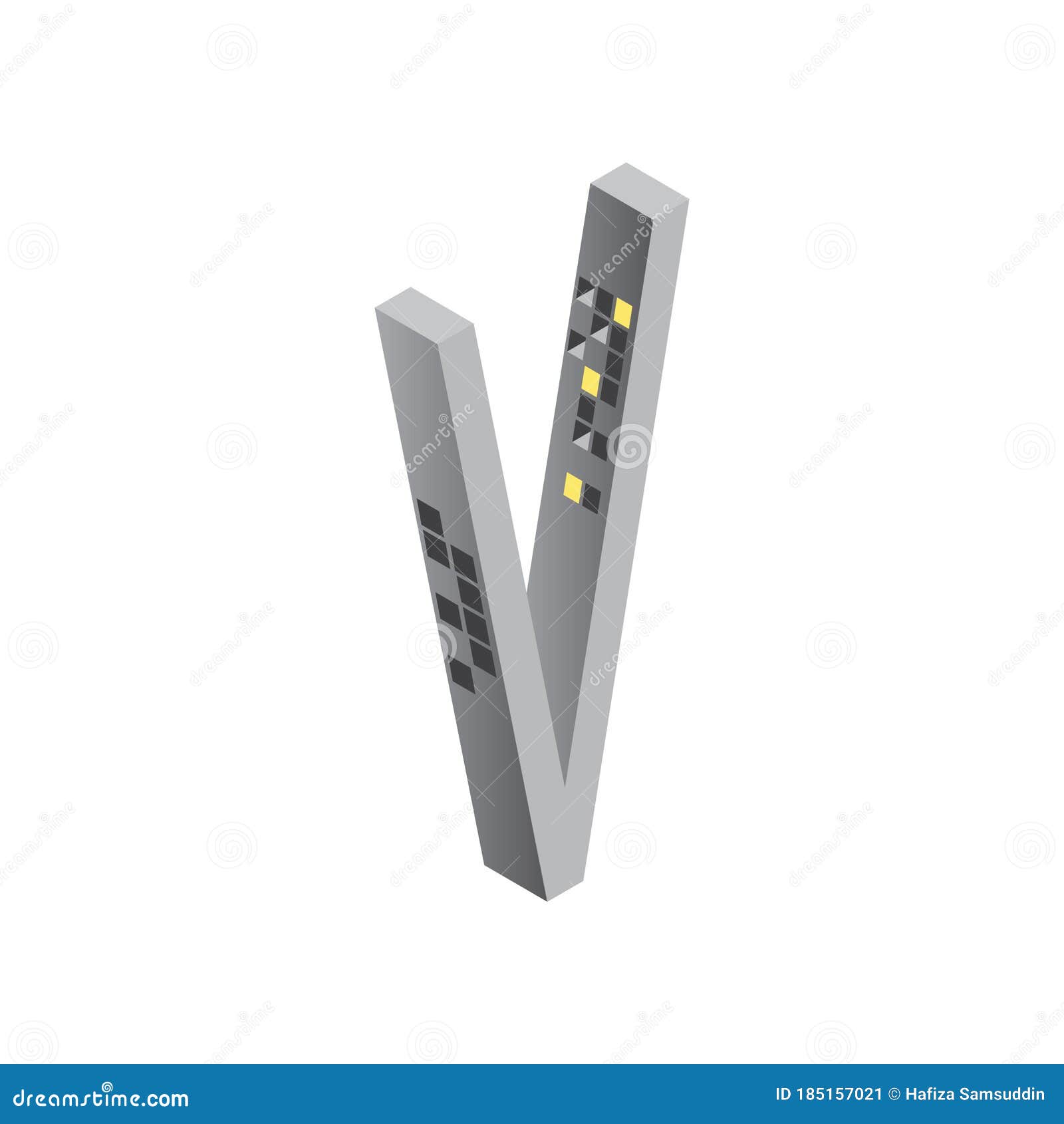 Isometric Letter V. Vector Illustration Decorative Design Stock Vector ...