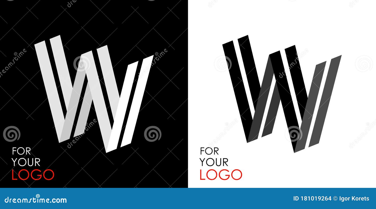 Isometric Letter W. from Stripes, Lines. Template for Creating Logos ...