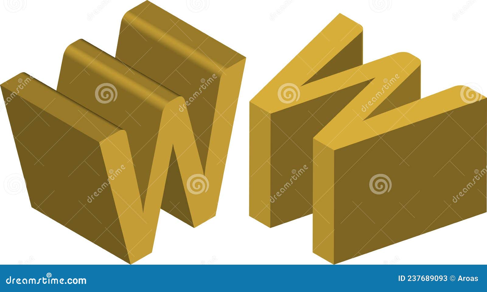 Isometric Letter W. Template for Creating Logos, Emblems, Monograms ...