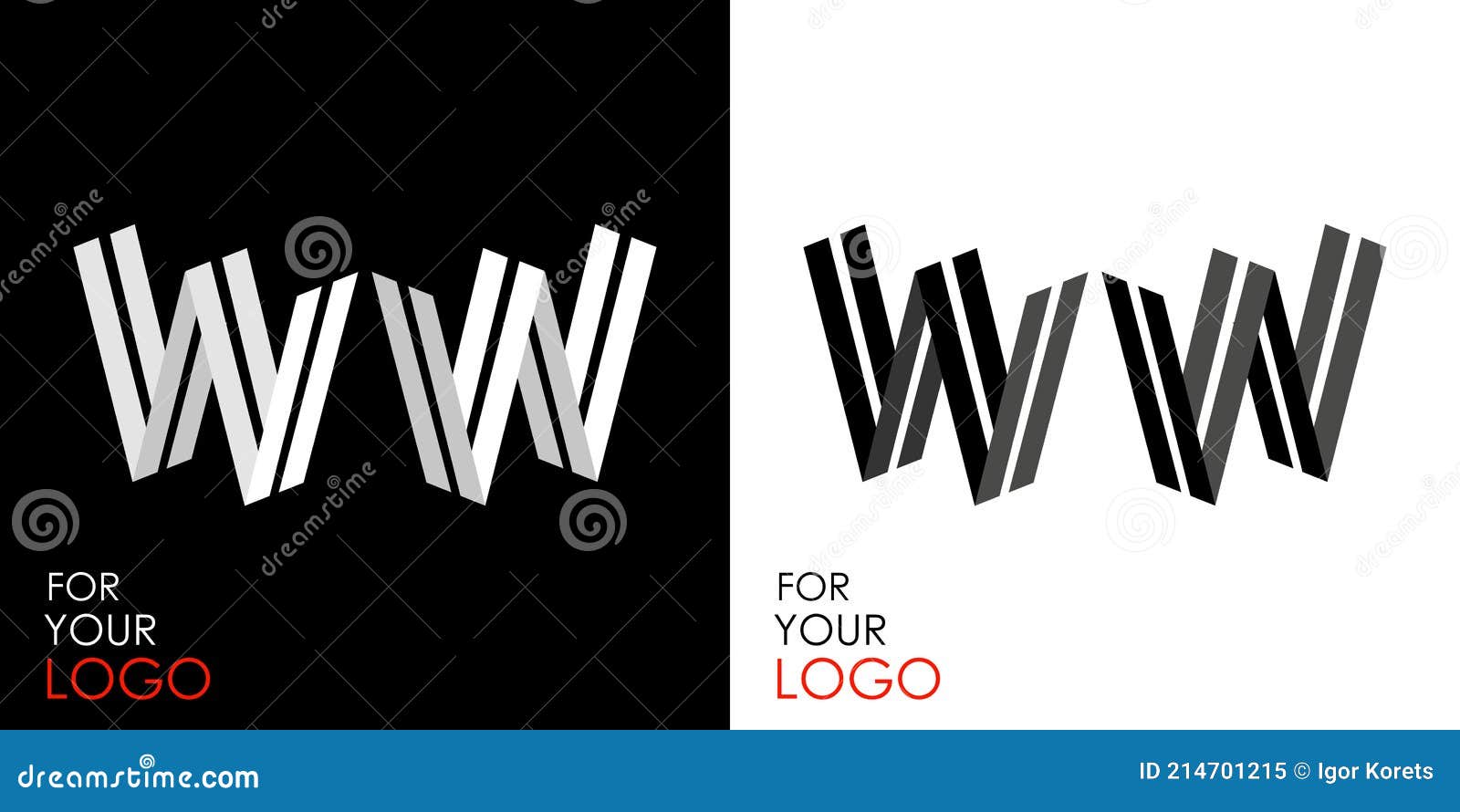 Isometric Letter W in Two Perspectives. from Stripes, Lines. Template ...