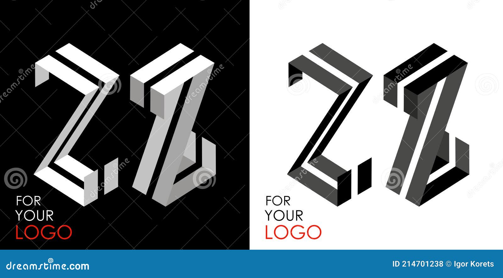 Isometric Letter Z in Two Perspectives. from Stripes, Lines. Template ...
