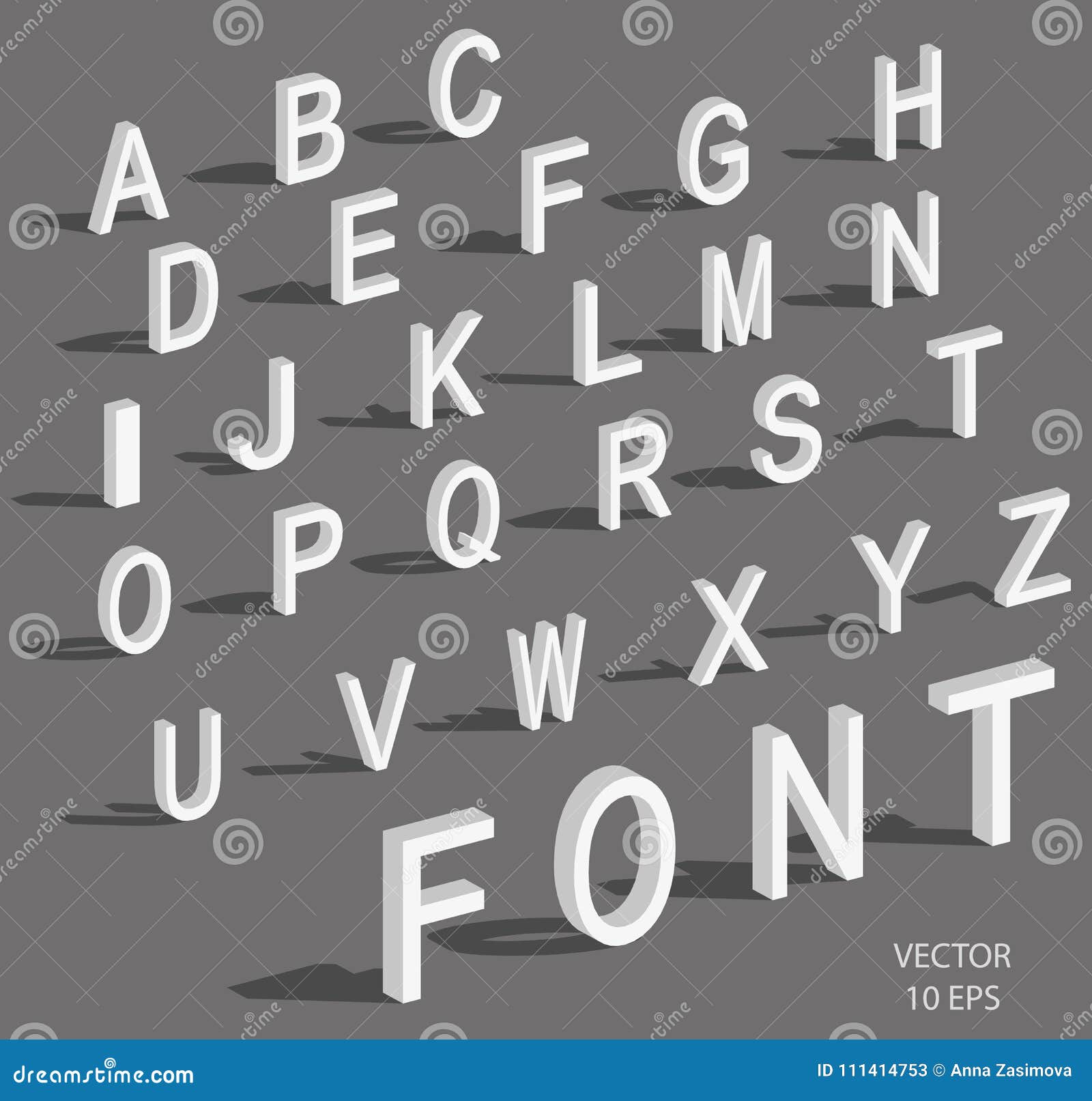 Isometric Letters with Falling Shadow. Stock Vector - Illustration of ...
