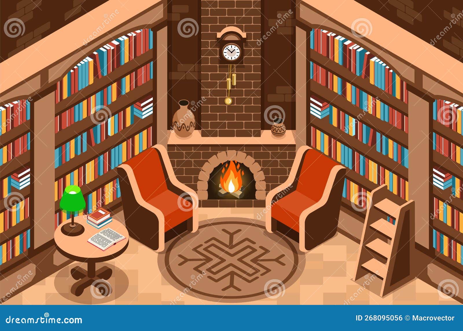 Isometric Library Interior stock vector. Illustration of library ...