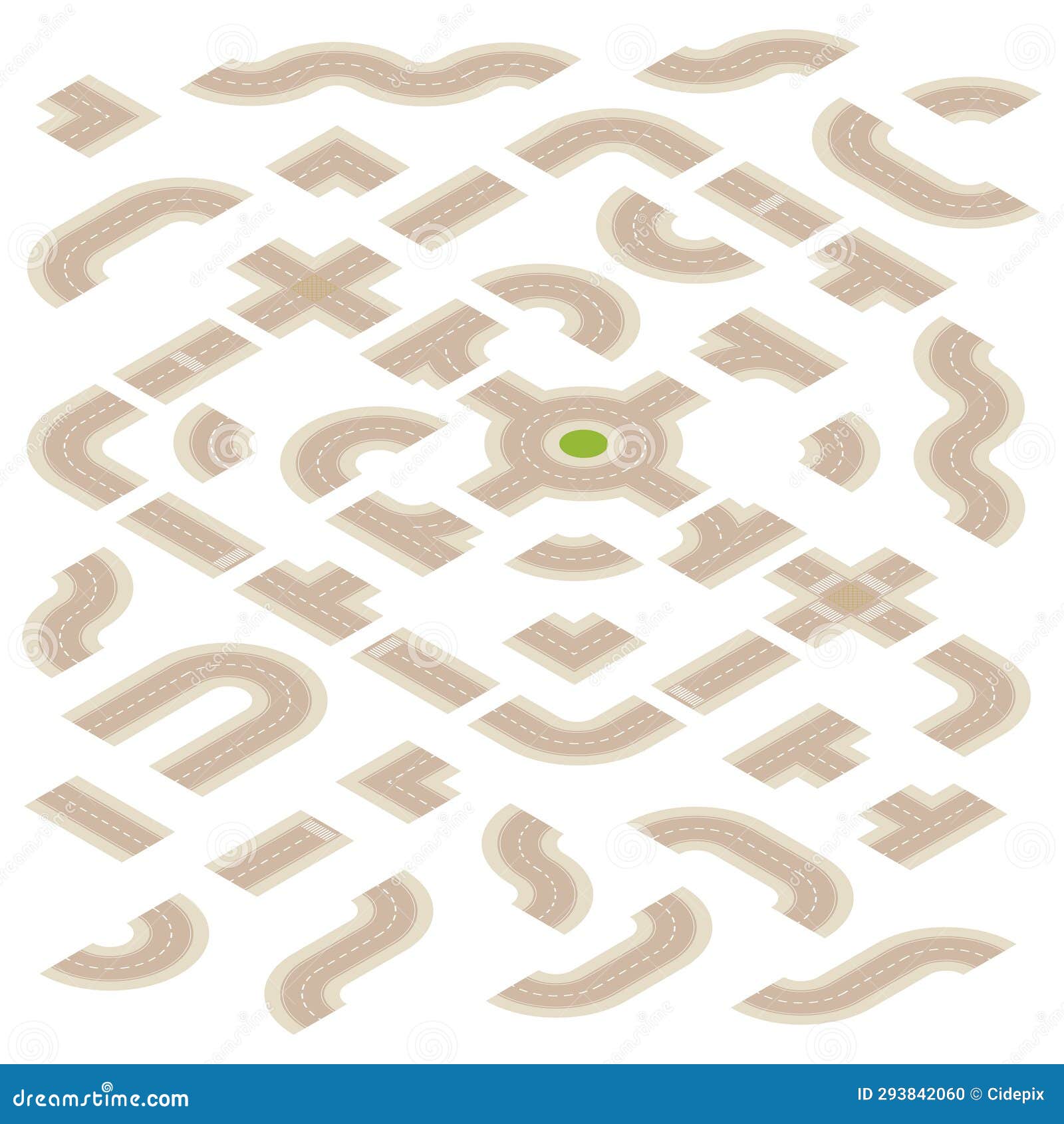 Isometric Light Brown Road Building Kit Stock Vector - Illustration of ...