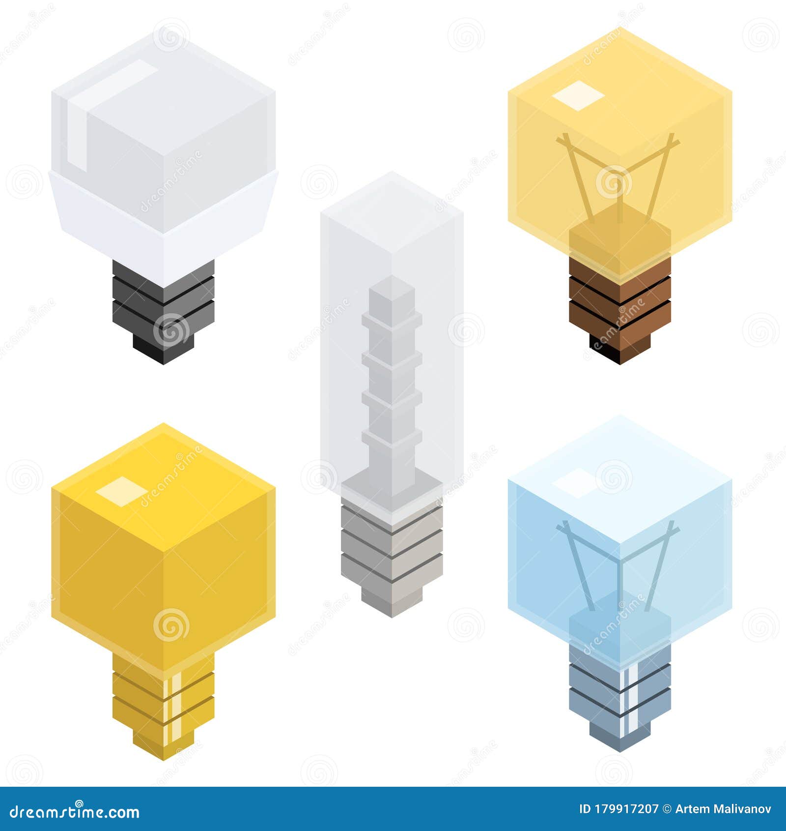 Isometric light bulb lamps stock vector. Illustration of bulb - 179917207