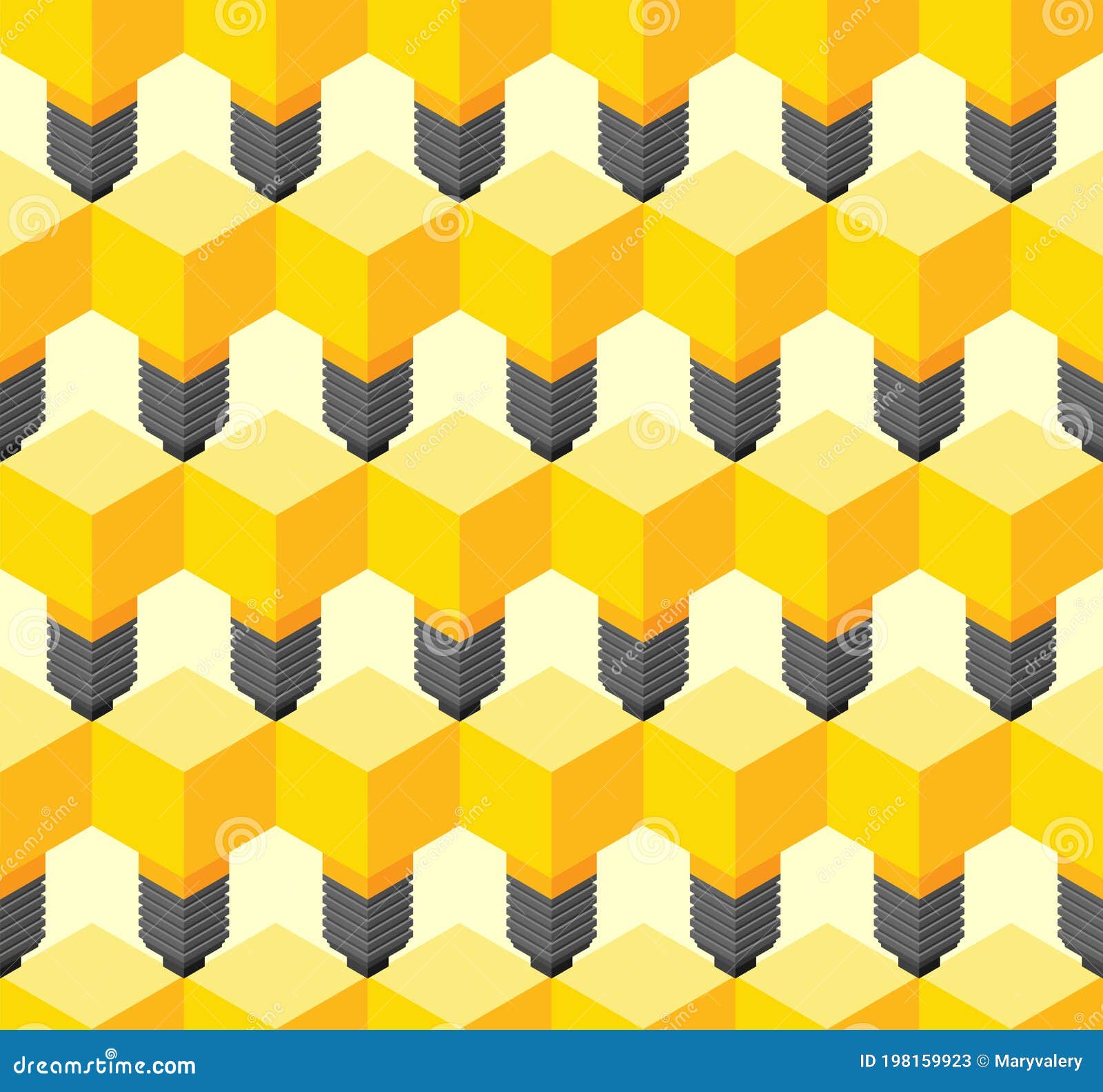 Isometric Light Bulb Pattern Seamless. Bulb Lamps Background Stock ...