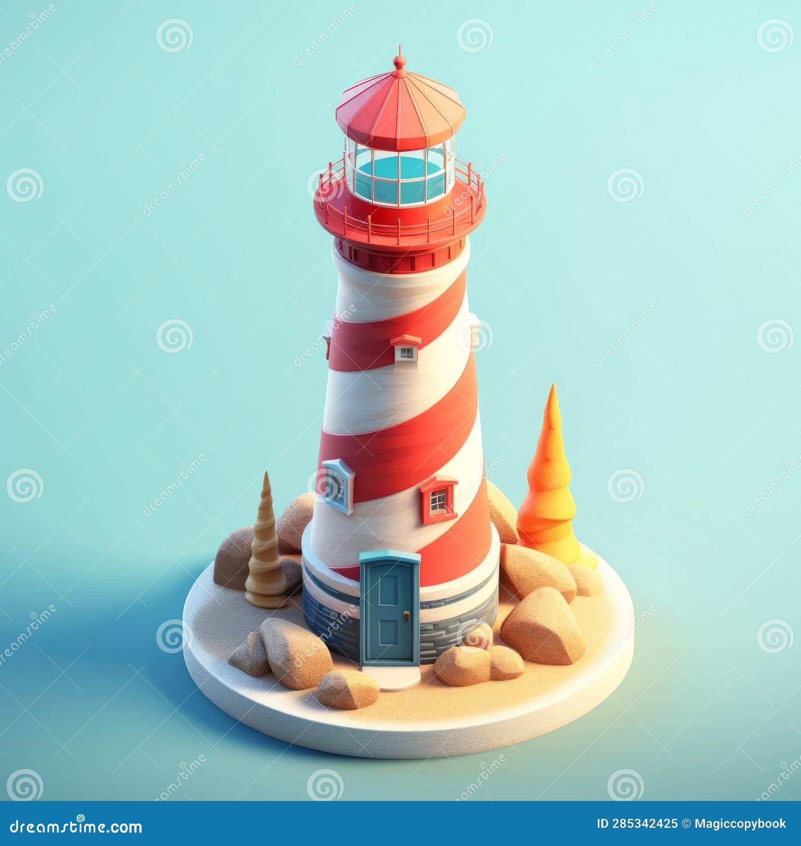 Isometric Lighthouse. Island with Tower and House, Isometric ...
