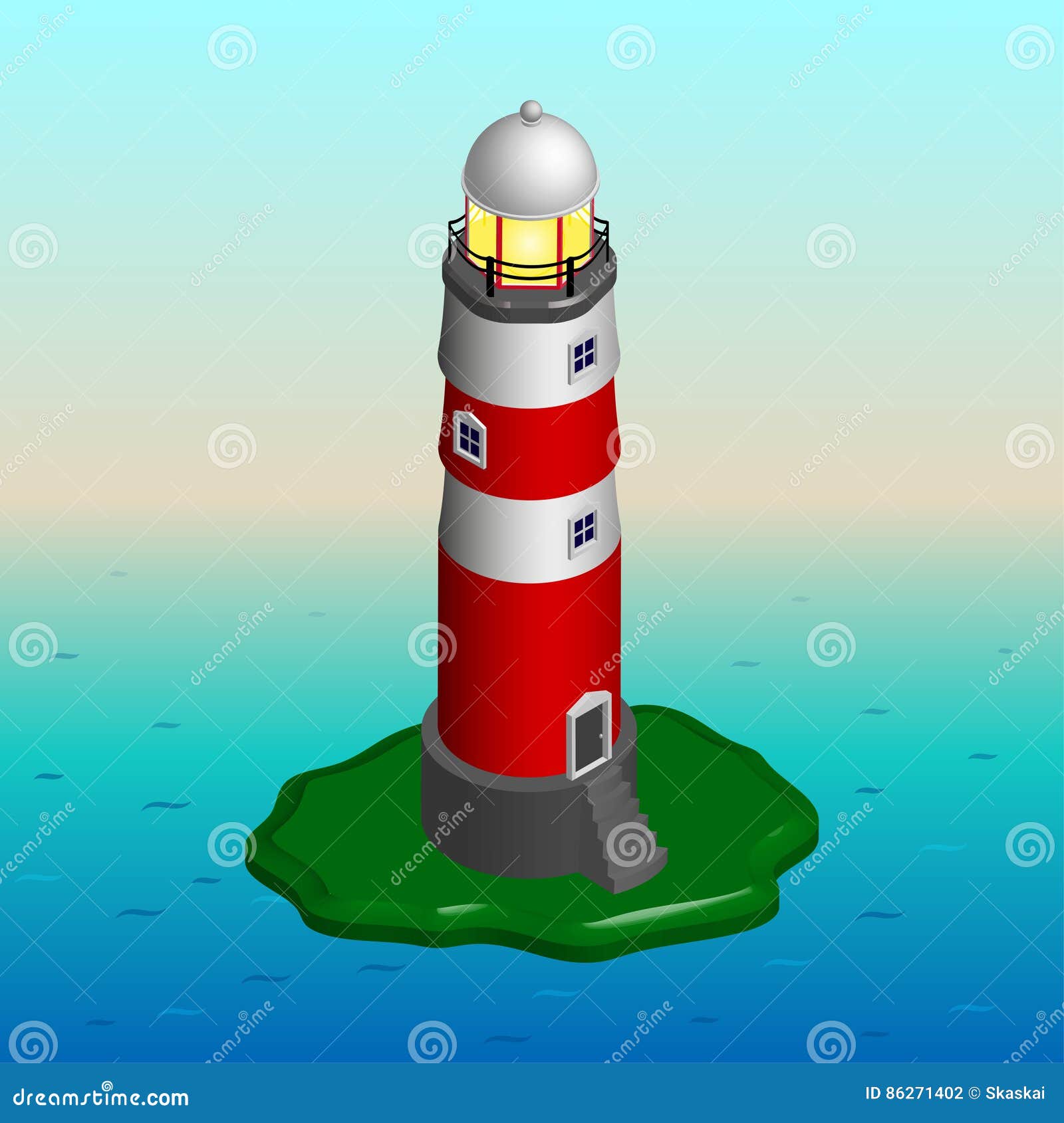 Isometric lighthouse. stock vector. Illustration of flood - 86271402
